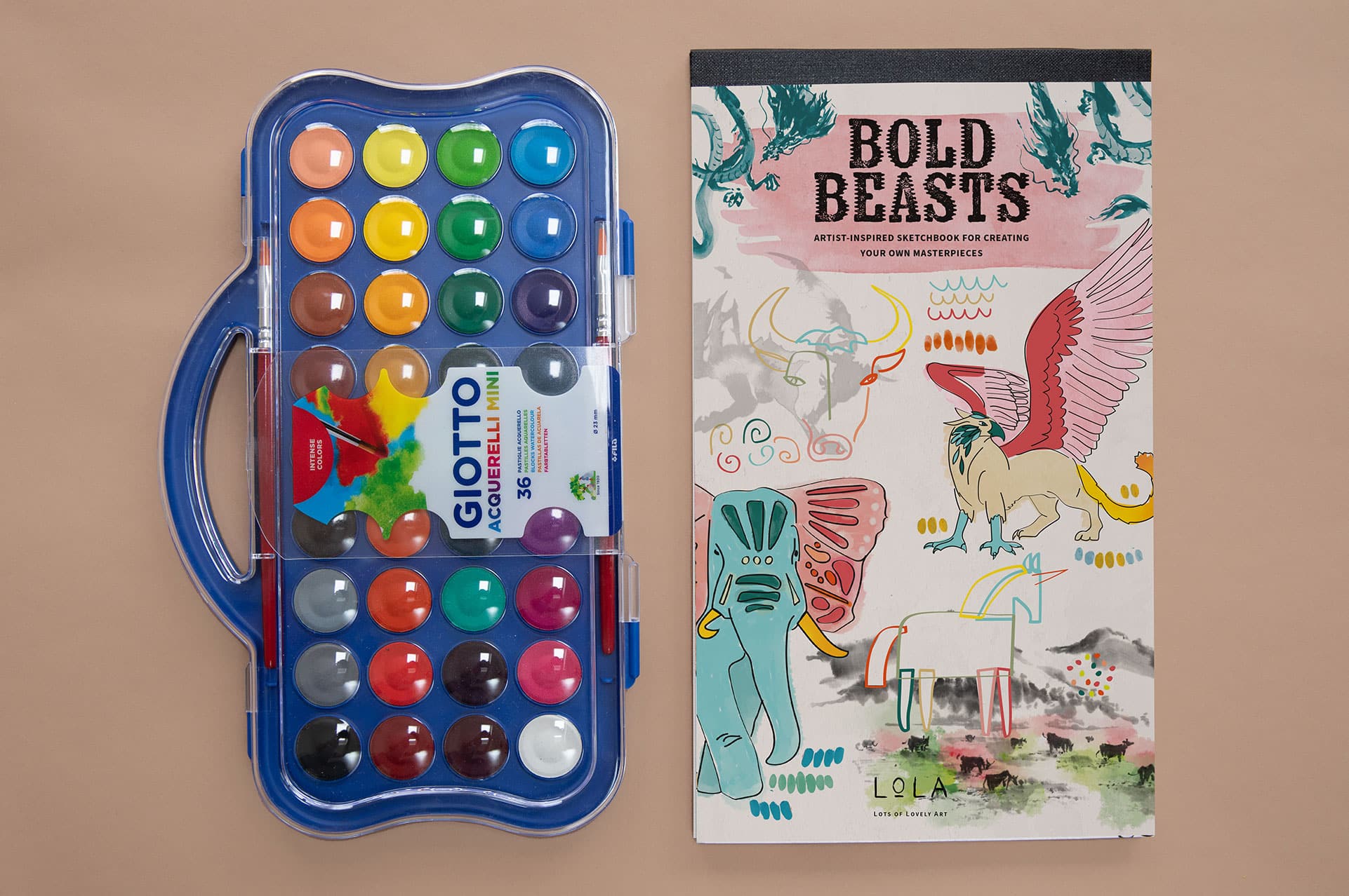 Bold Beast Sketchbook + Water-colour Paints - Lots of Lovely Art