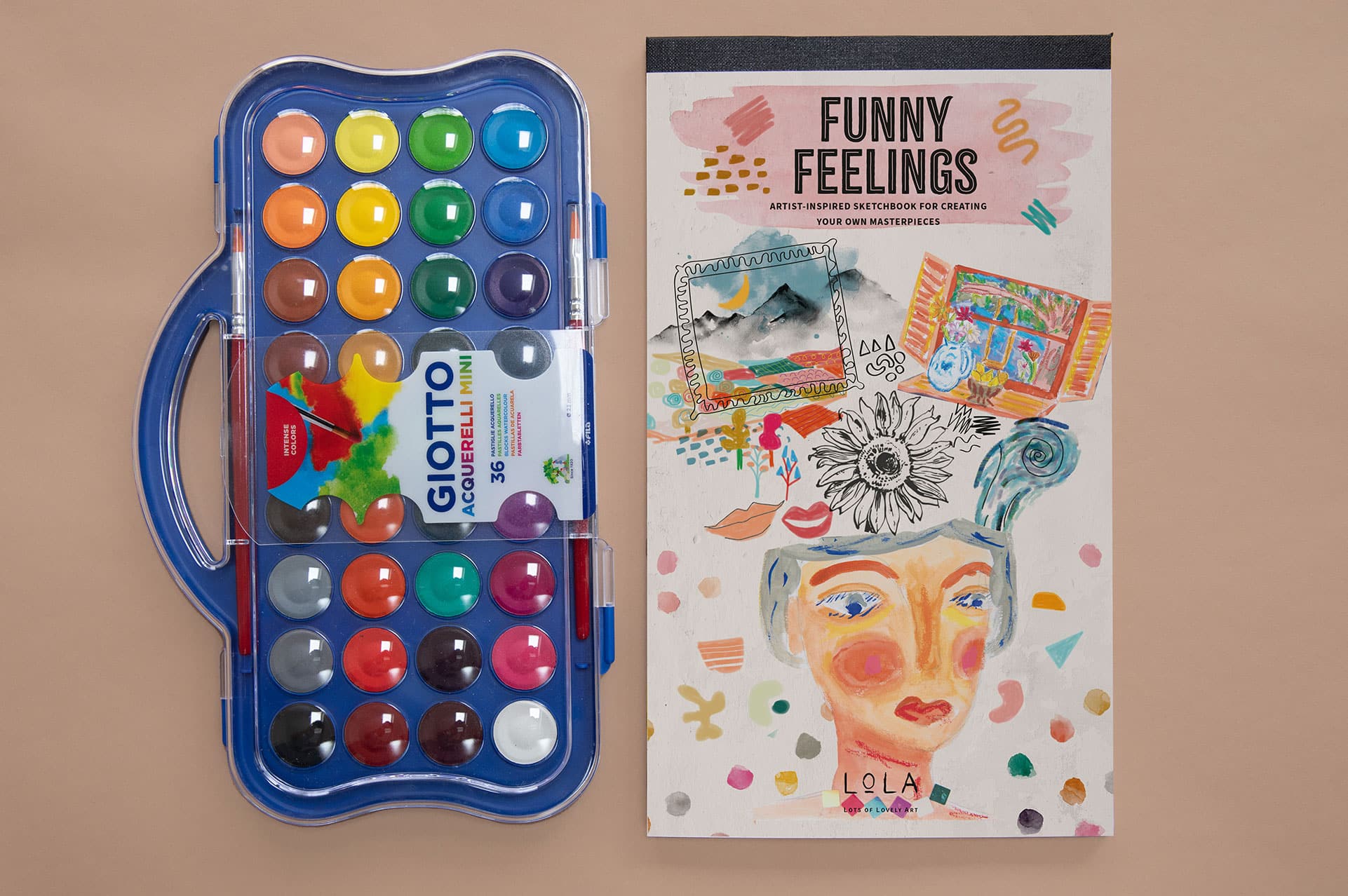 Funny Feelings Sketchbook + Water-colour Paints - Lots of Lovely Art